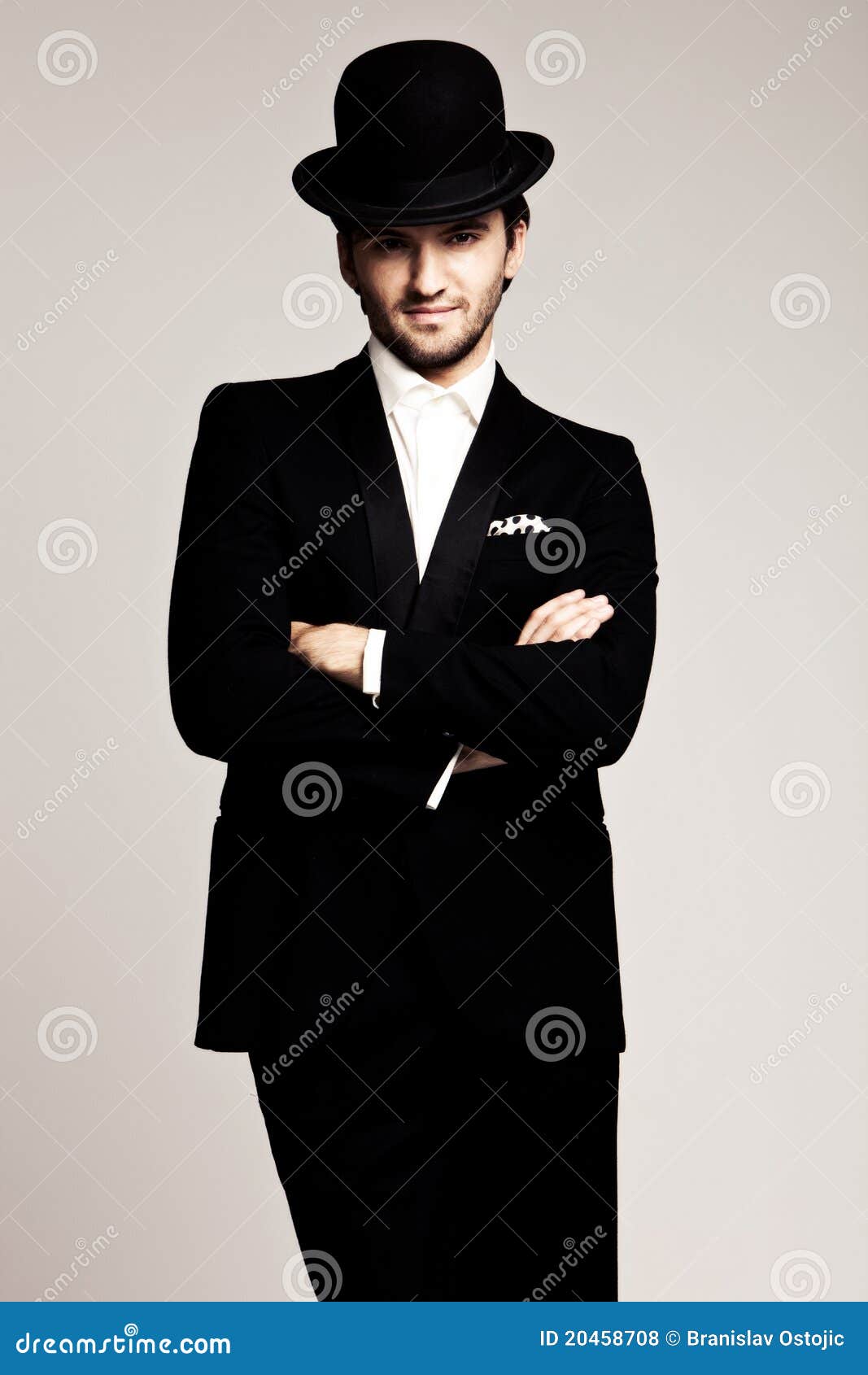 Gentleman with hat stock photo. Image of tuxedo, suit - 20458708