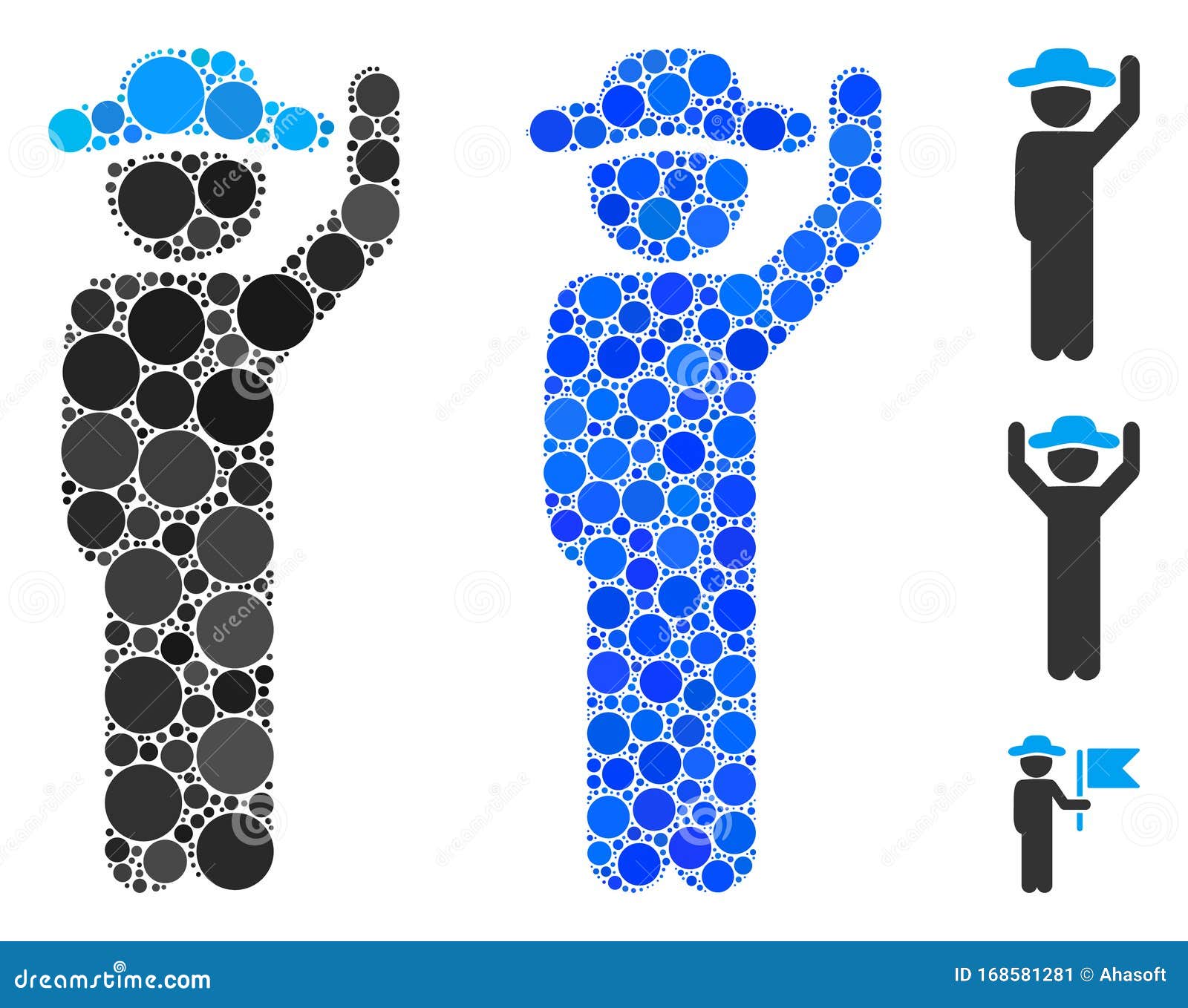 Assurance Or Hello Pose Thin Line Icon. Man With Left Hand Raised Up ...