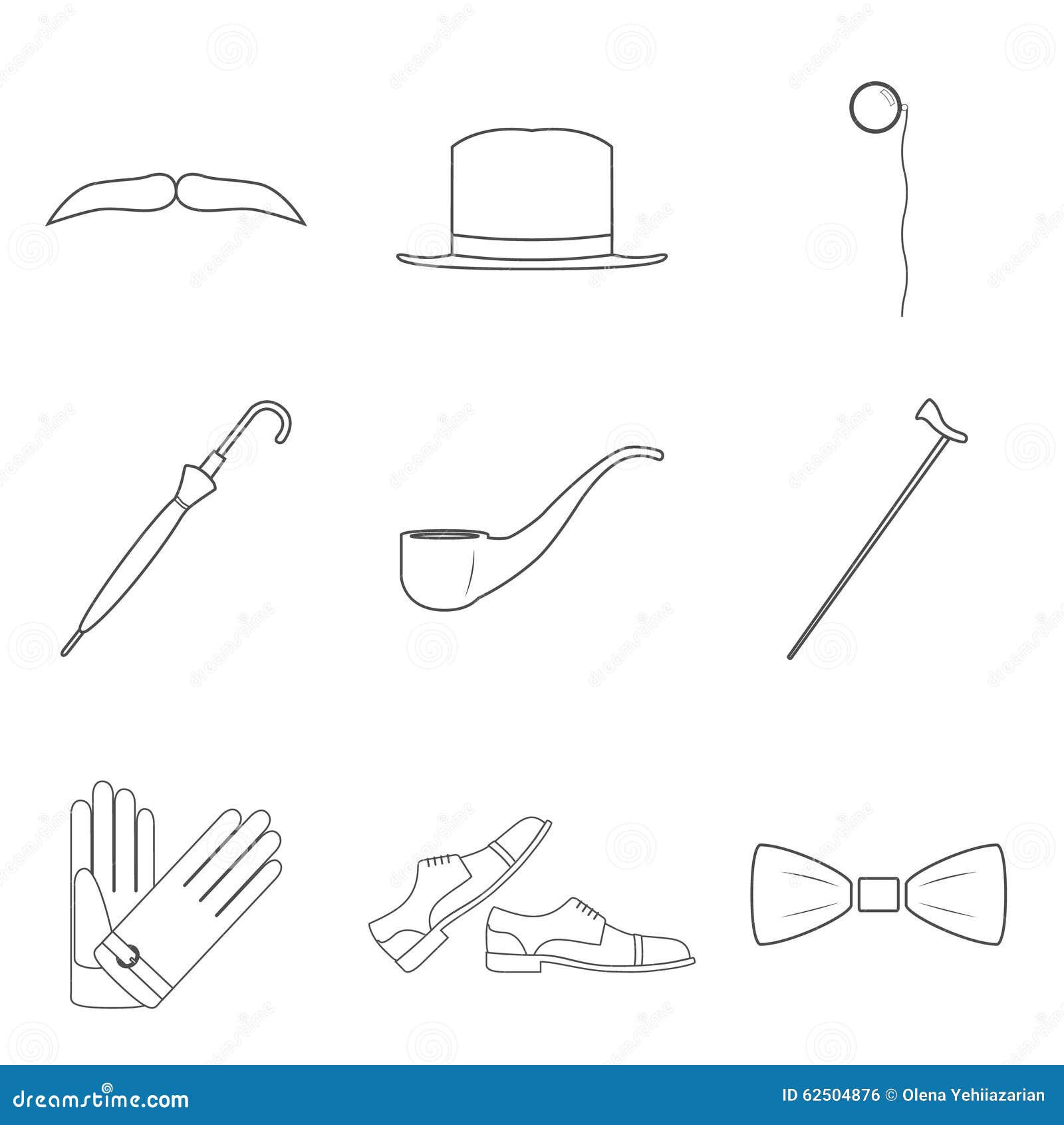 Gentleman icon set stock vector. Illustration of drawing - 62504876