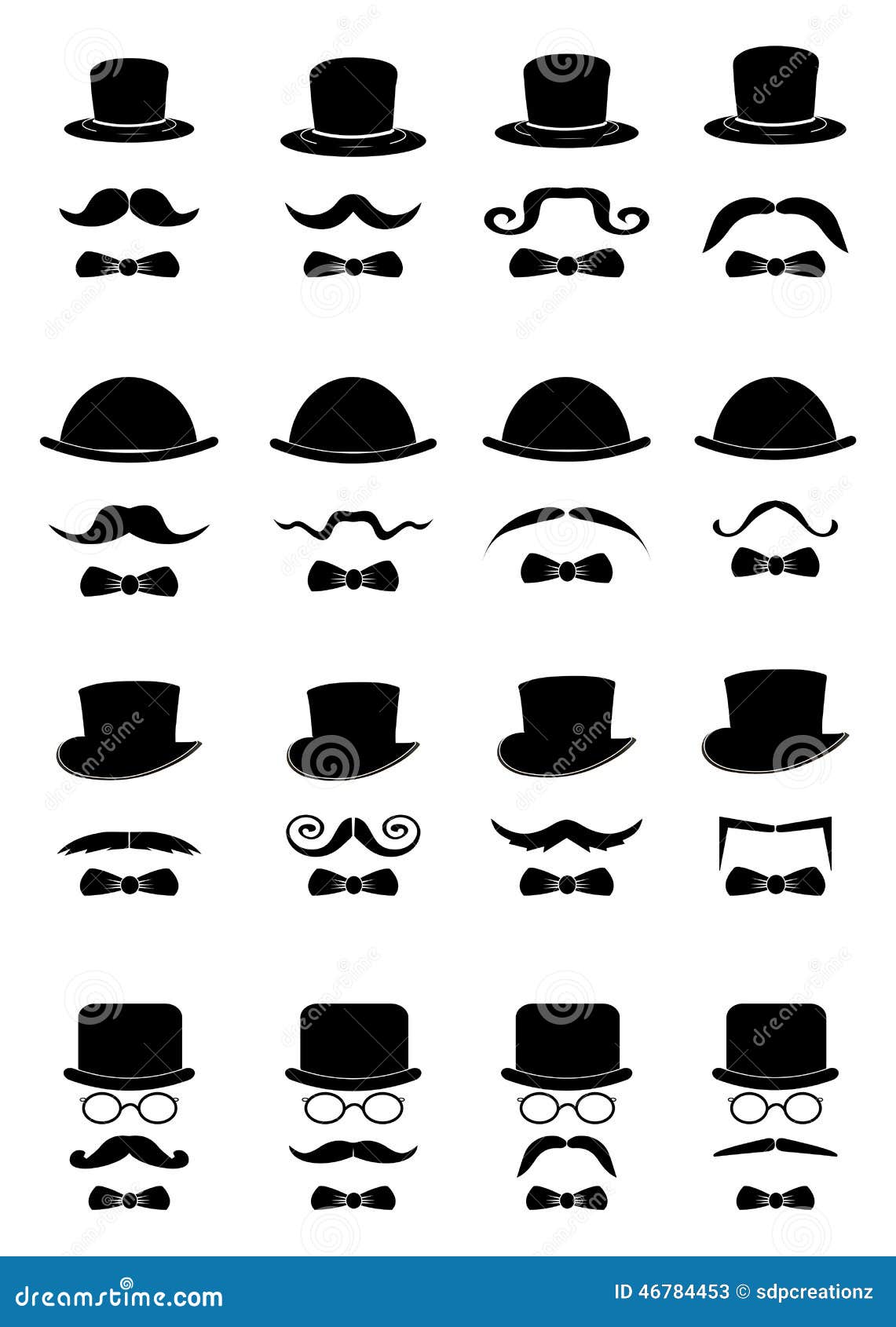 Gentleman icons set stock vector. Illustration of moustache - 46784453