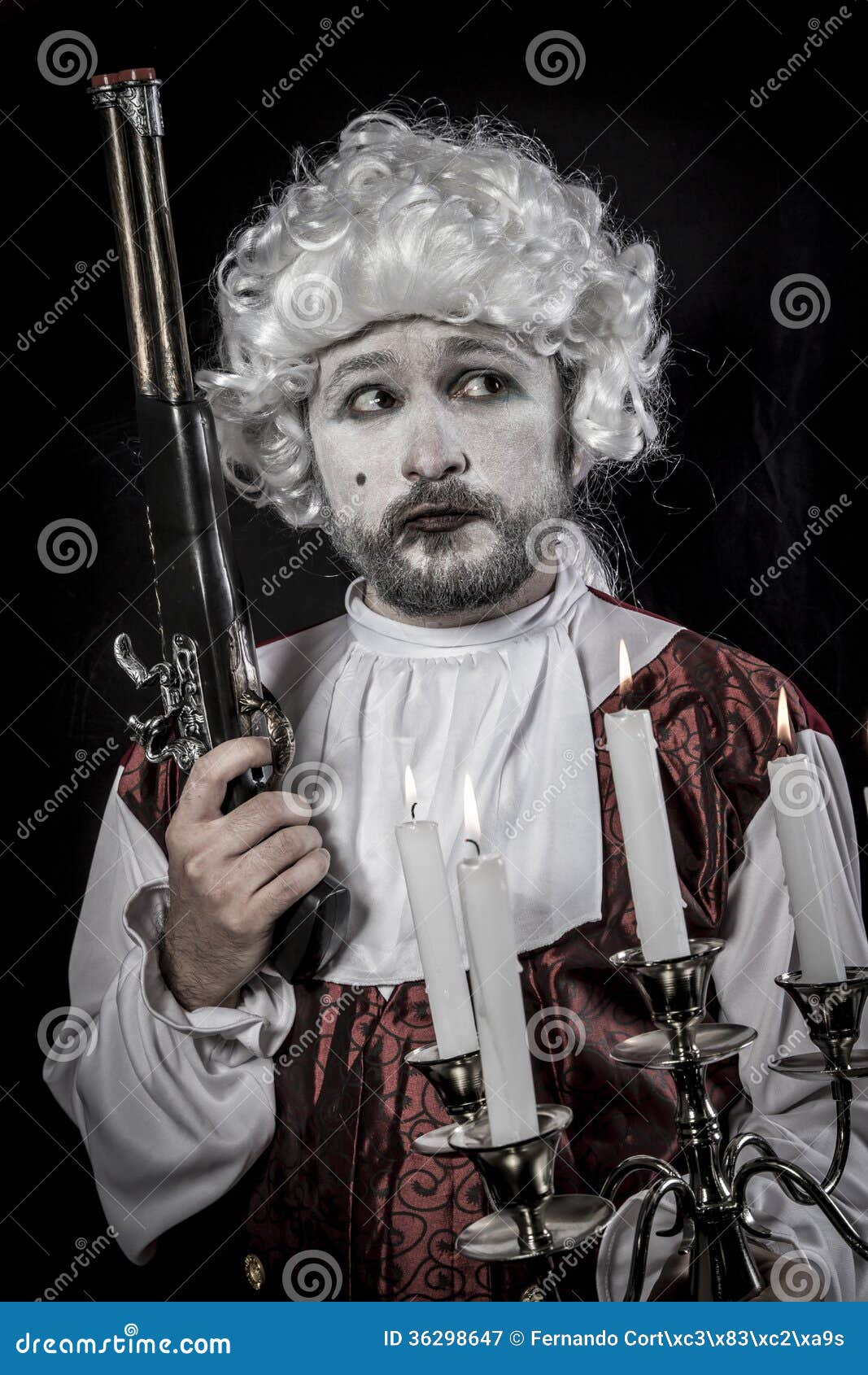 Gentleman Rococo Era Wig, Man Dressed in Vintage Style Stock Image ...