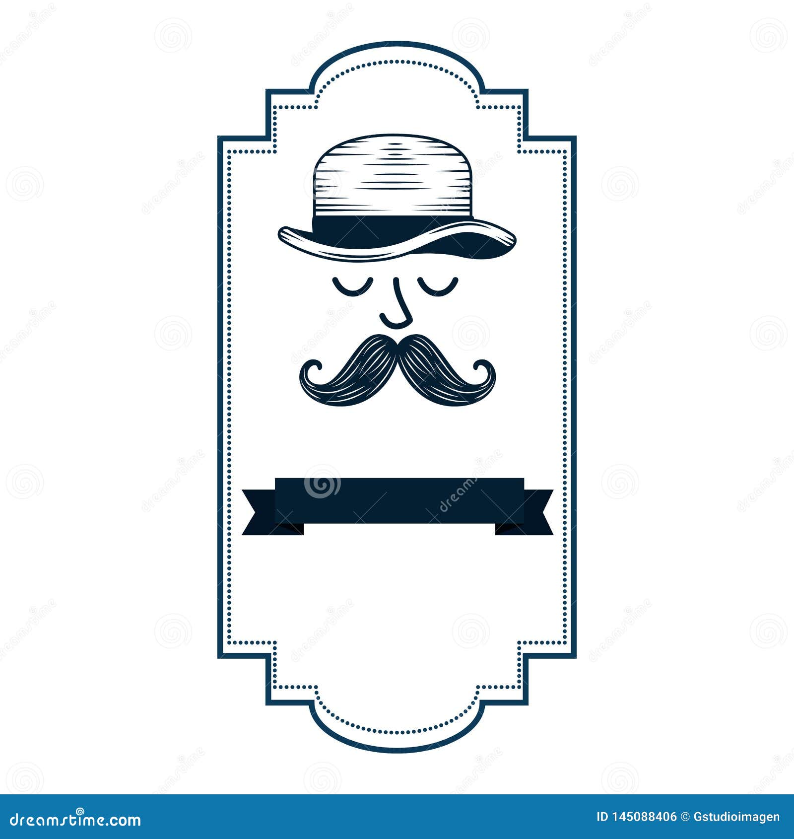 Gentleman Top Hat and Mustache Frame Stock Vector - Illustration of ...