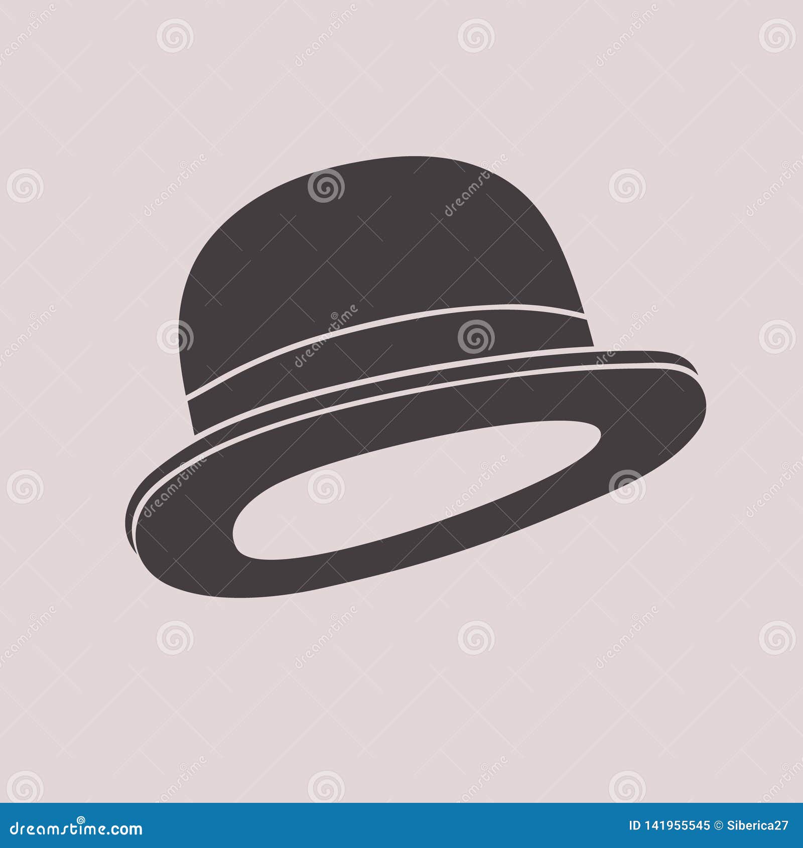 Gentleman Vintage Bowler Hat Black and White Illustration. Stock Vector ...