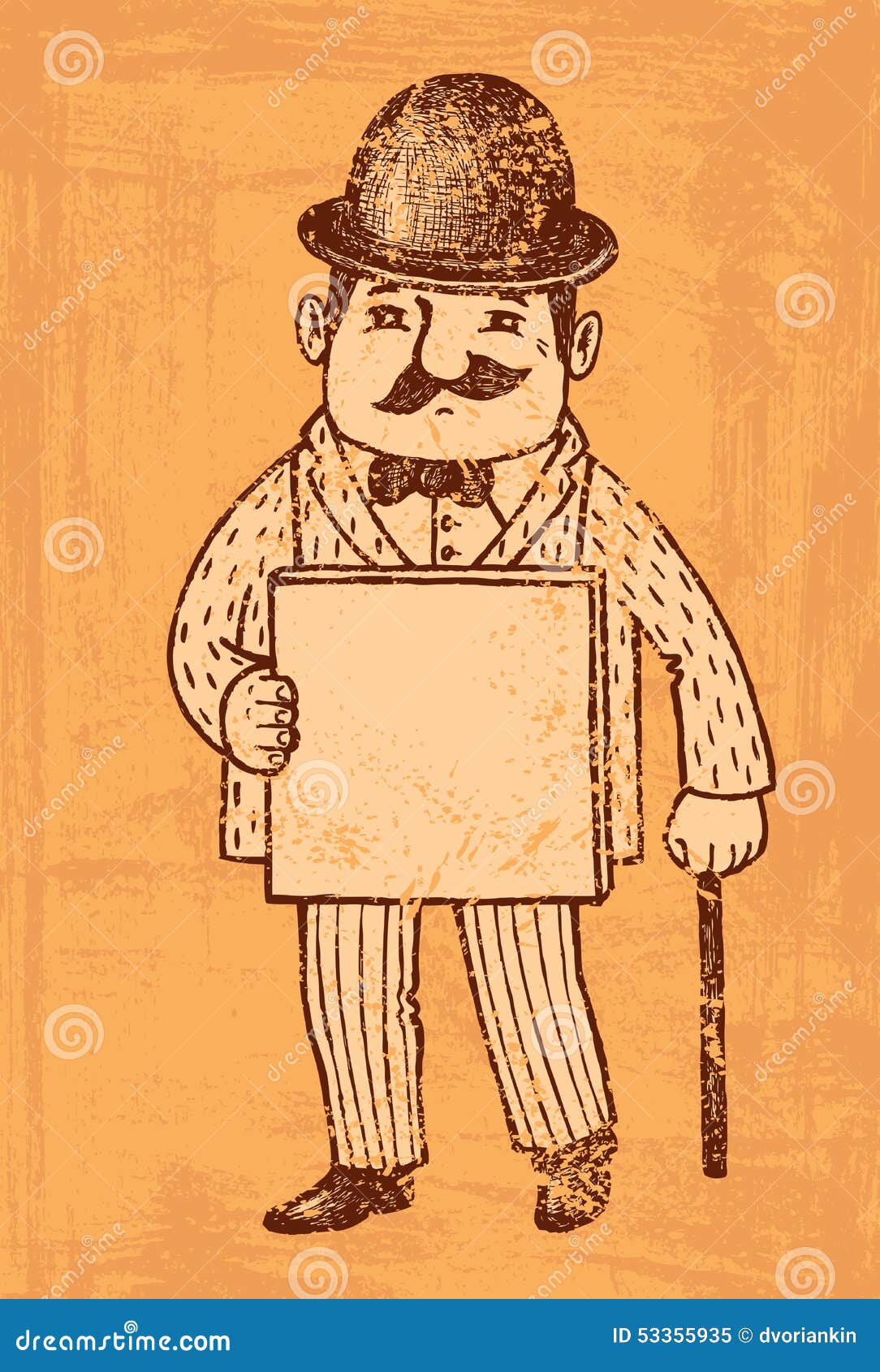 Gentlemen In Bowler Hats.Vintage London Background Cartoon Vector ...
