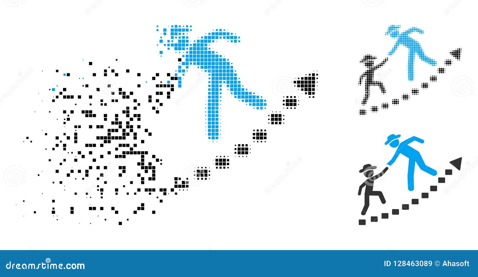 Dispersed Pixelated Halftone Pie Chart Icon Cartoon Vector ...