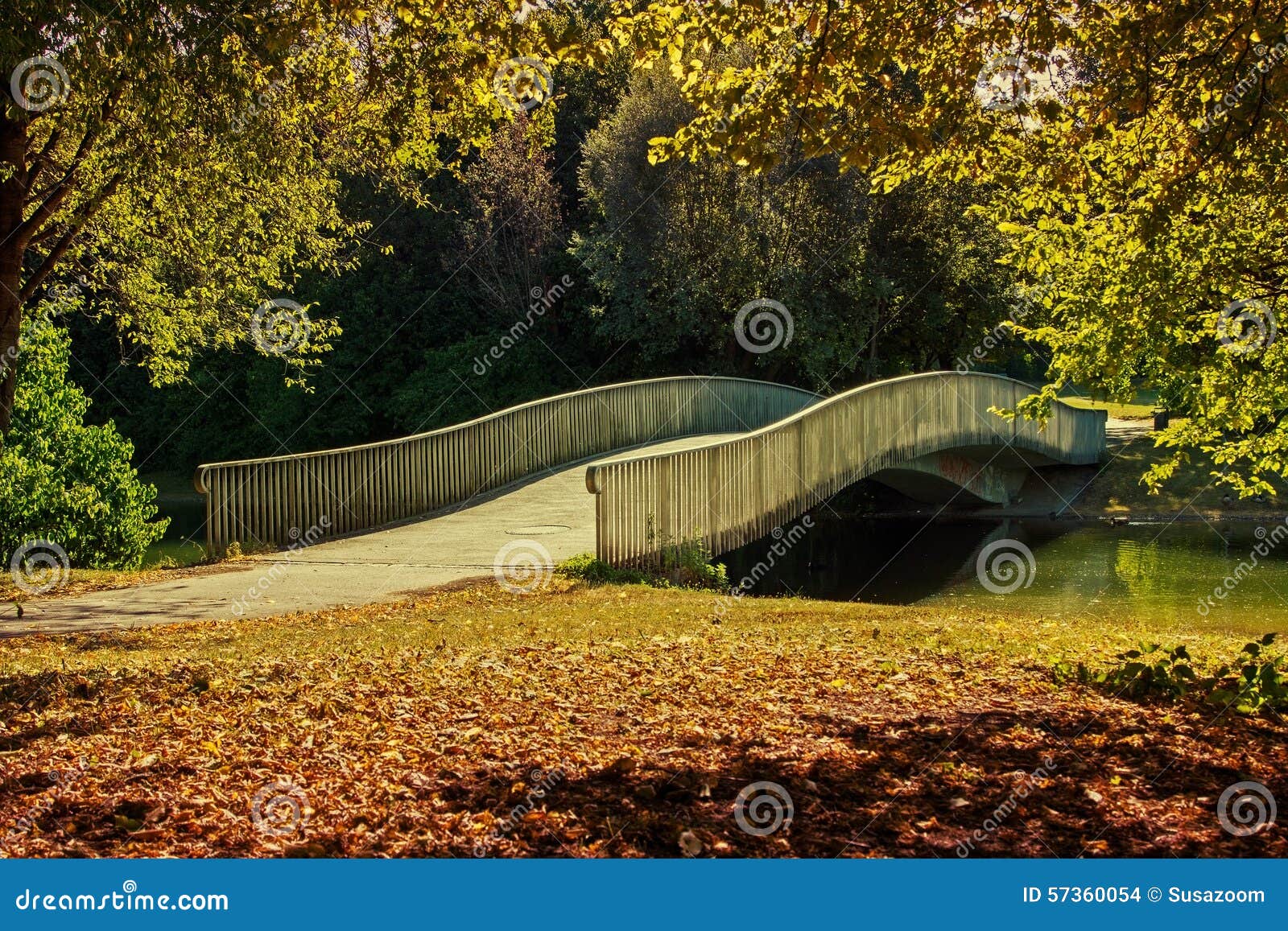 Gently Curved Bridge in the Park Stock Photo - Image of foliage ...
