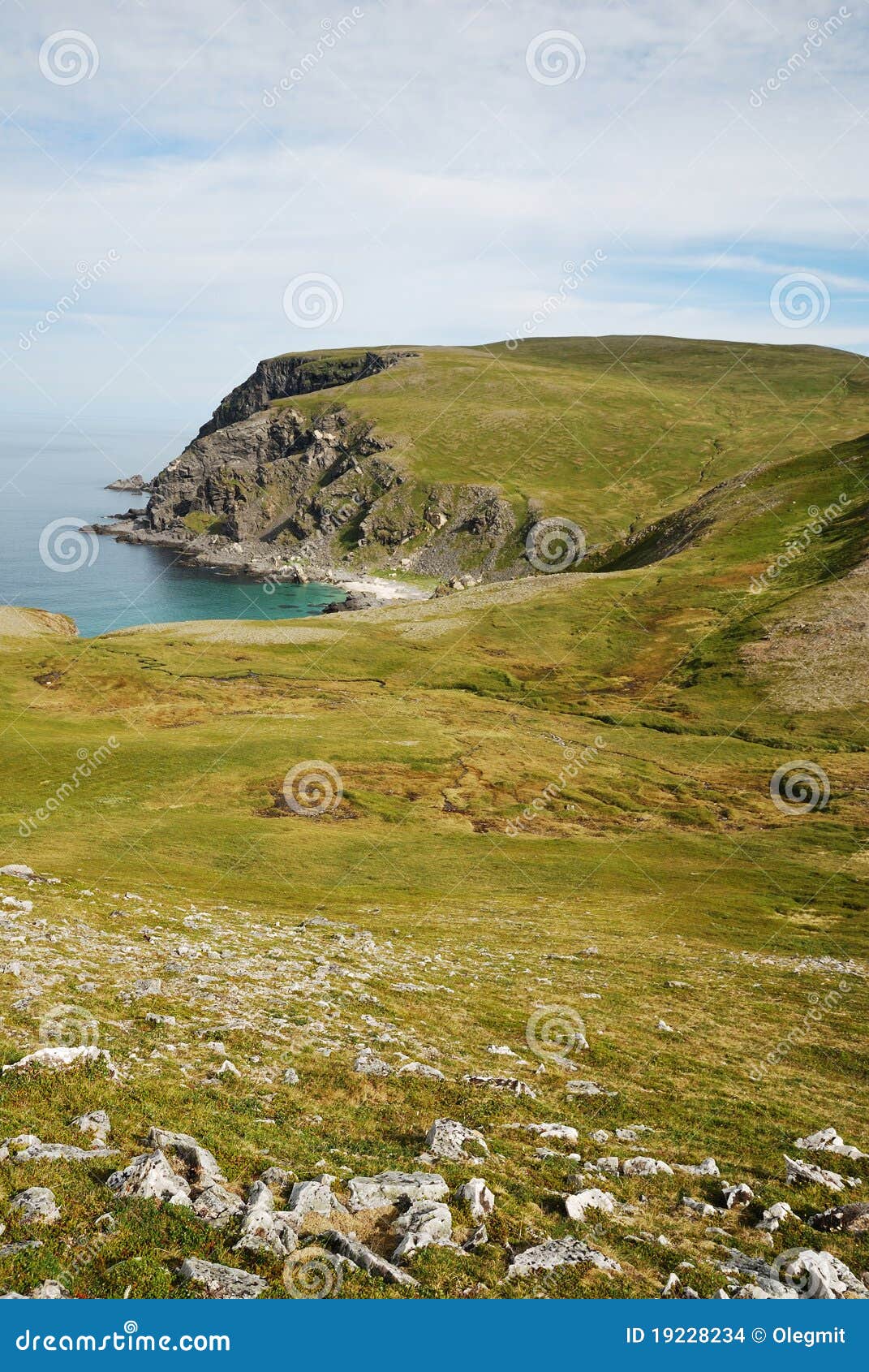 Gently Sloping Headland of Summer Soroya. Stock Photo - Image of ...