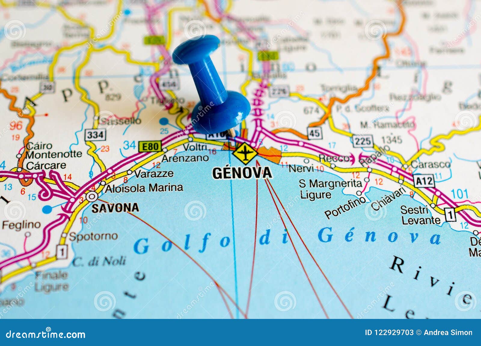 Genua op kaart stock afbeelding. Image of haven, cartografie - 122929703