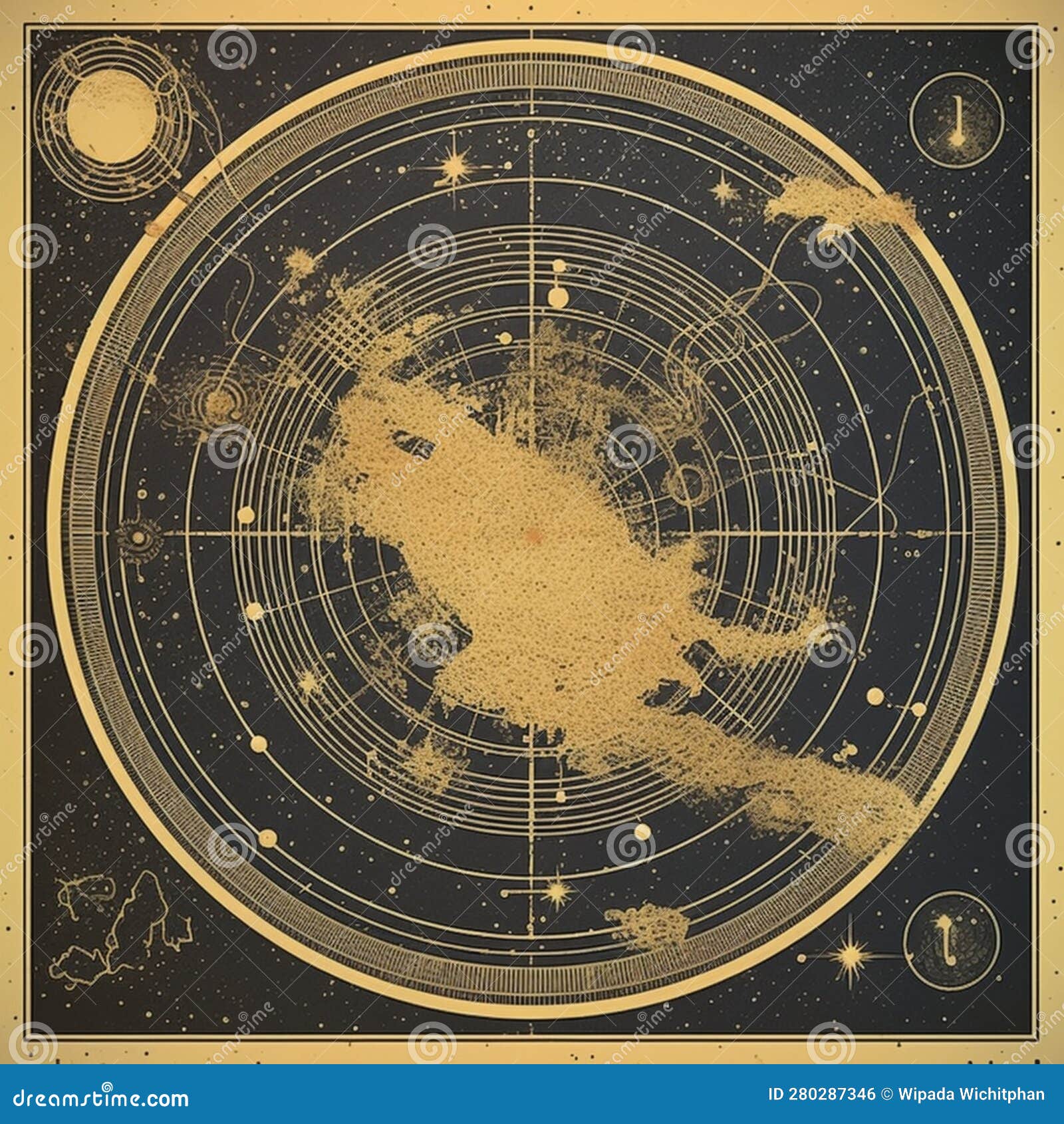 Vintage astronomy map stock illustration. Illustration of games - 280287346