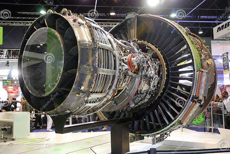 GEnx jet engine, rear view editorial photo. Image of turbofan - 9877691