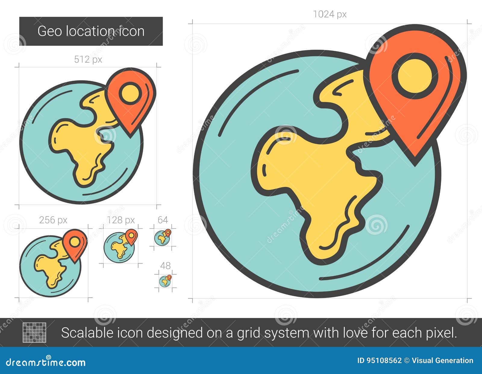 Geo location line icon. stock vector. Illustration of graphic - 95108562