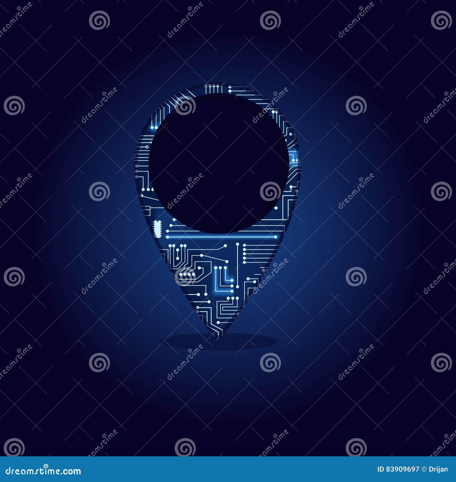 Geo Location Pin with Electronic Circuit Stock Vector - Illustration of ...