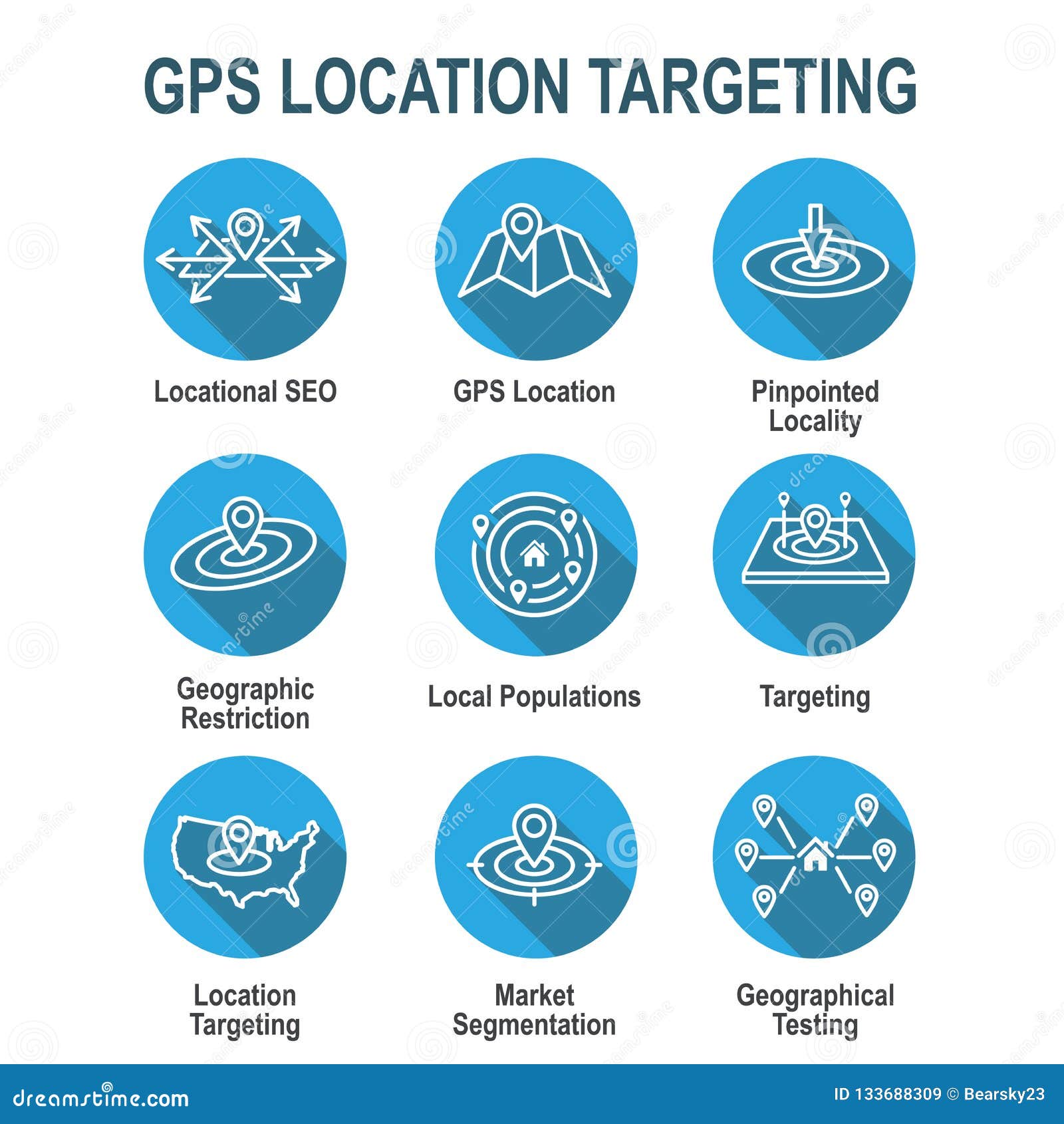 Geo Location Targeting with GPS Positioning and Geolocation Icon Stock ... Geo Location Targeting with GPS Positioning and Geolocation Icon Stock ...