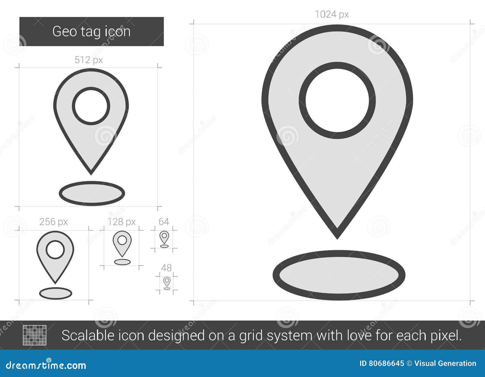 Geo tag line icon. stock vector. Illustration of cartography - 80686645