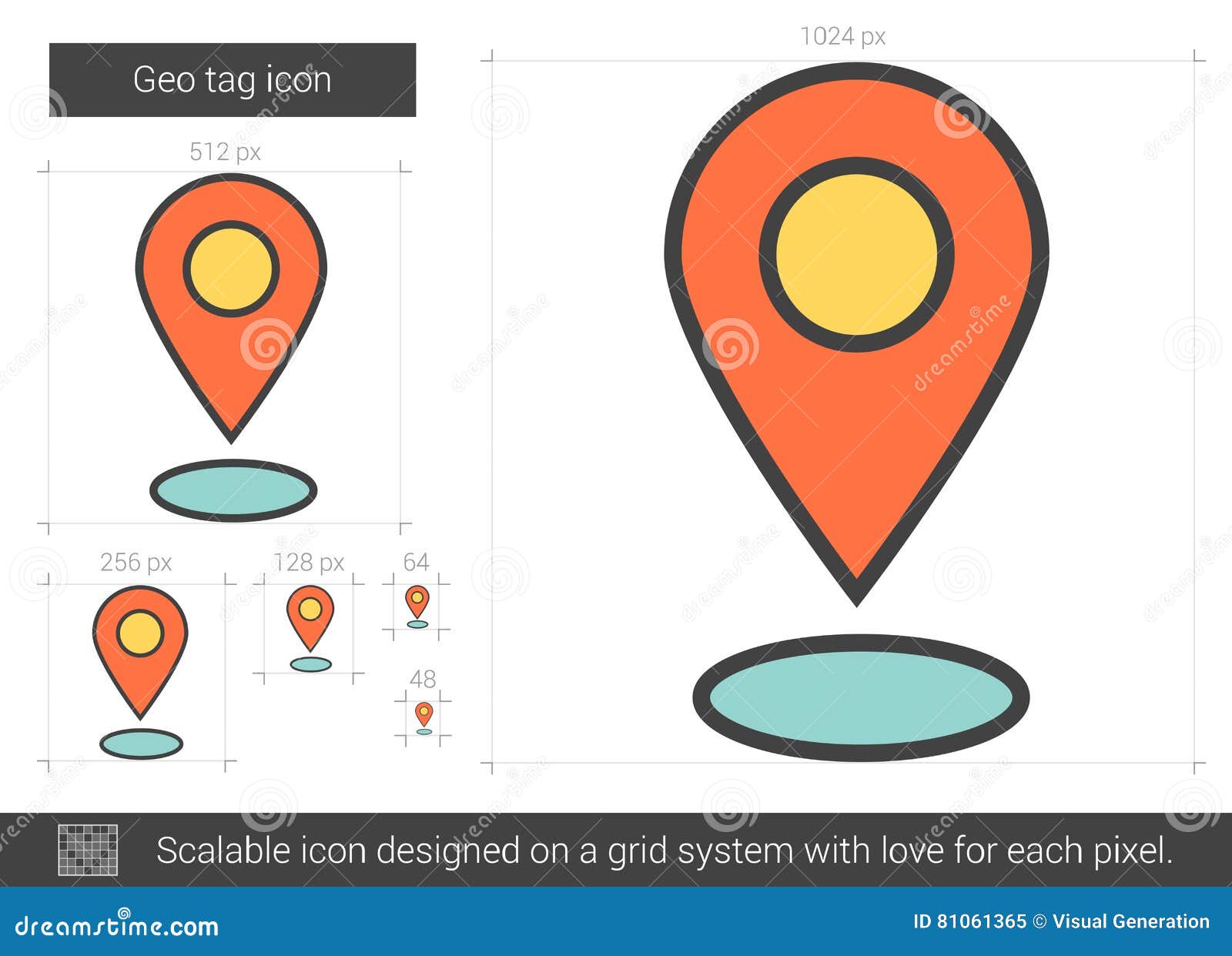Geo tag line icon. stock vector. Illustration of distance - 81061365