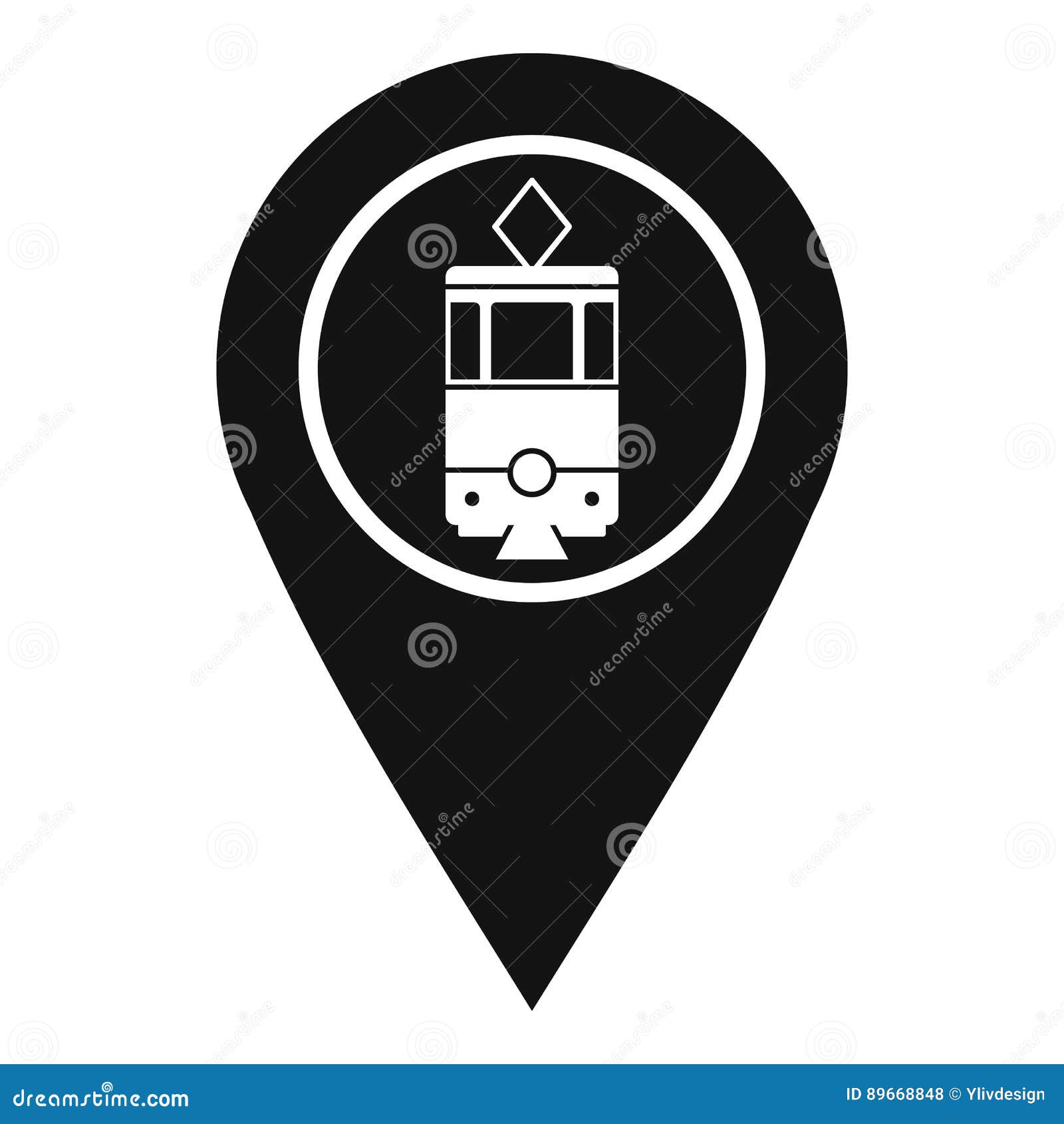 Geo Tag with Tram Sign Icon, Simple Style Stock Vector - Illustration ...