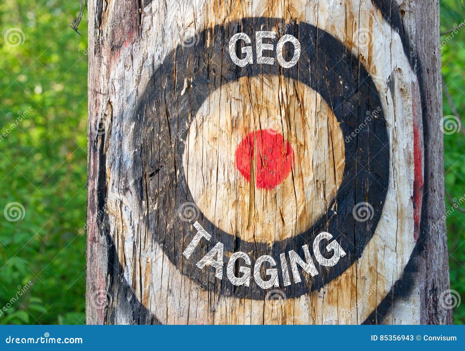 Geo Tagging - Tree with Target and Text Stock Image - Image of ...