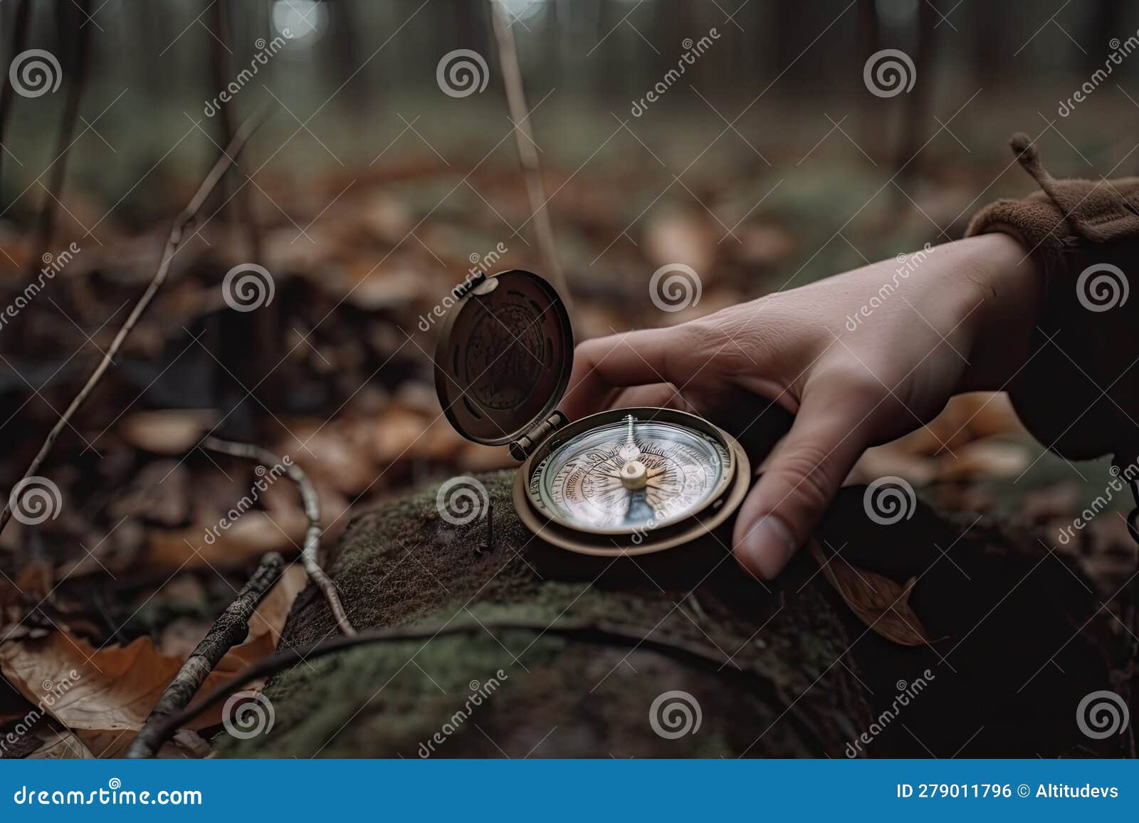 Geocaching Adventure with Map and Compass for Treasure Hunt in Remote ...