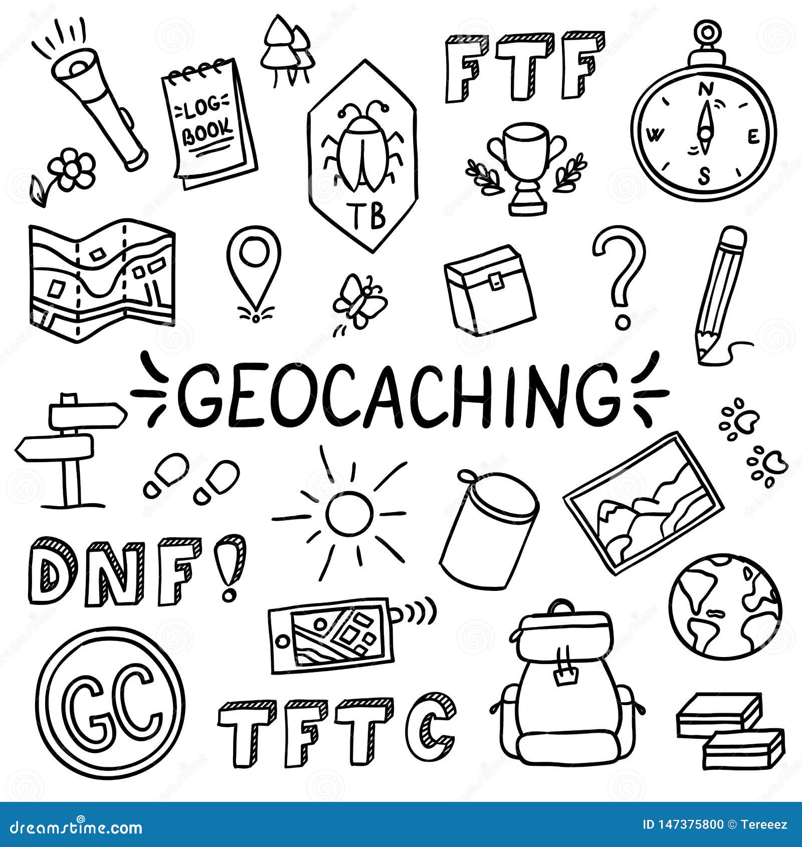 Geocaching Vector Infographic In Minimal Outline Style Stock ...