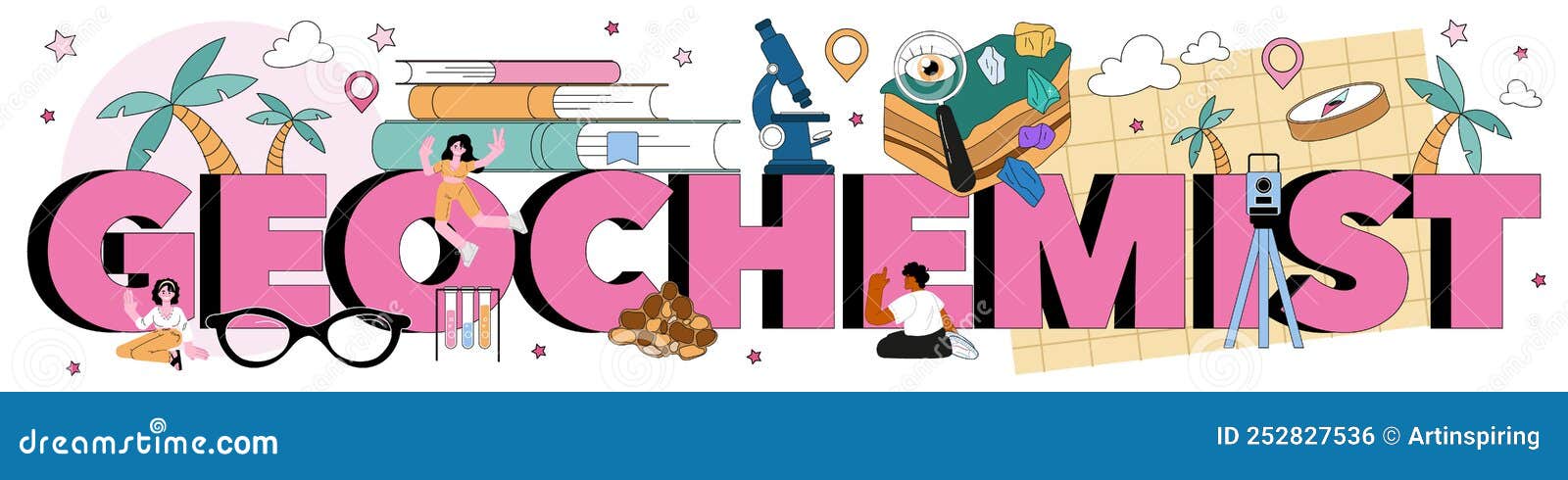 Geochemist Typographic Header. Scientist Study Structure, Evolution ...