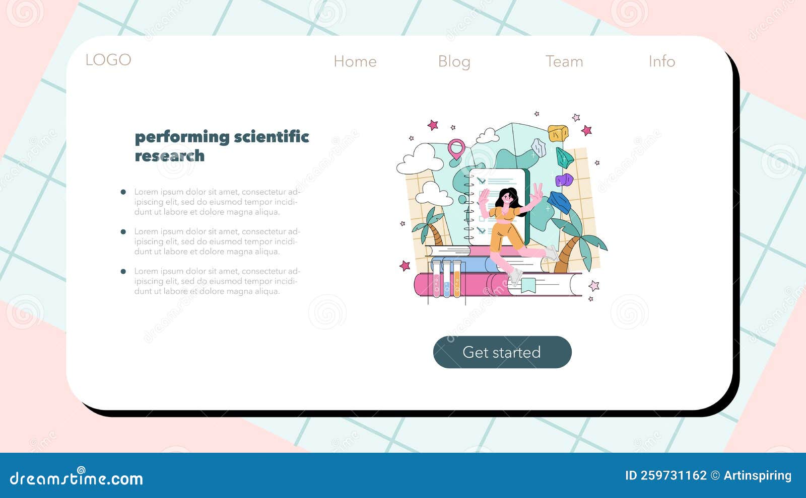 Geochemist Web Banner or Landing Page. Scientist Study Structure Stock ...