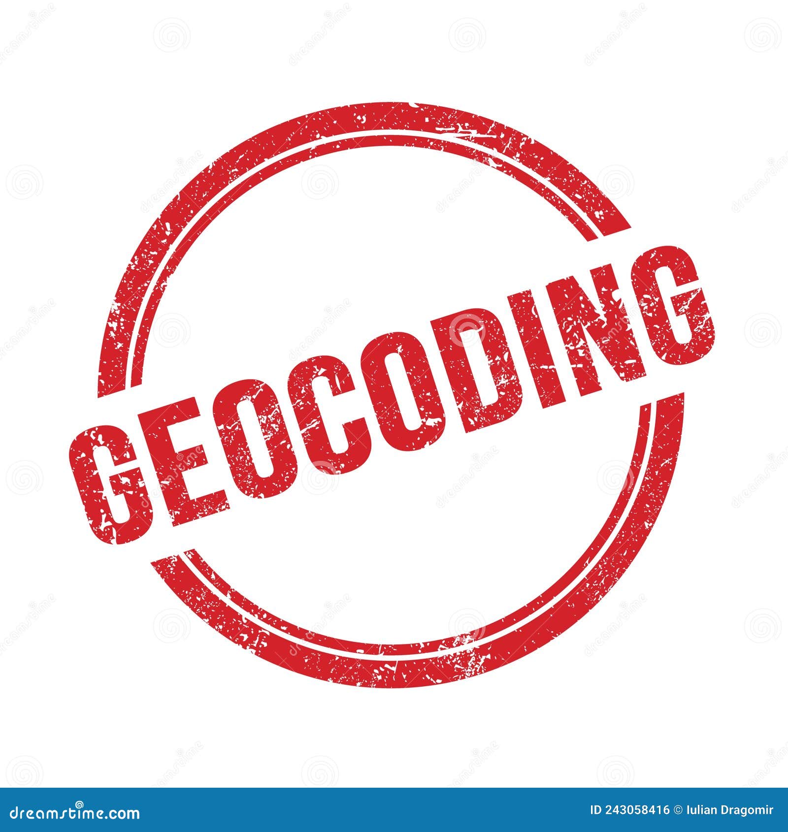 GEOCODING Text Written on Red Grungy Round Stamp Stock Illustration ...