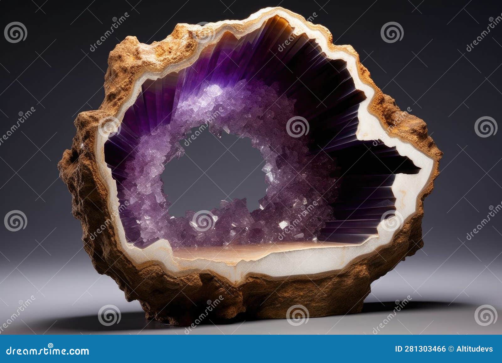Geode Cracked Open Revealing Amethyst Crystals Stock Illustration ...