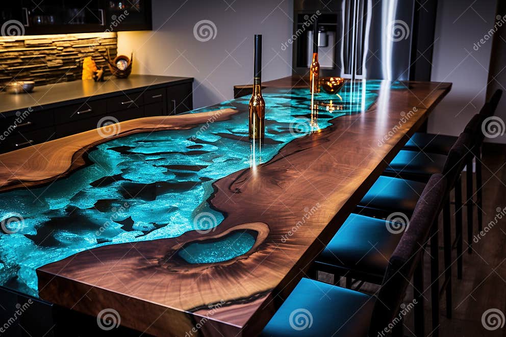 Geode and Epoxy Resin Kitchen Countertops. Generative AI Stock ...