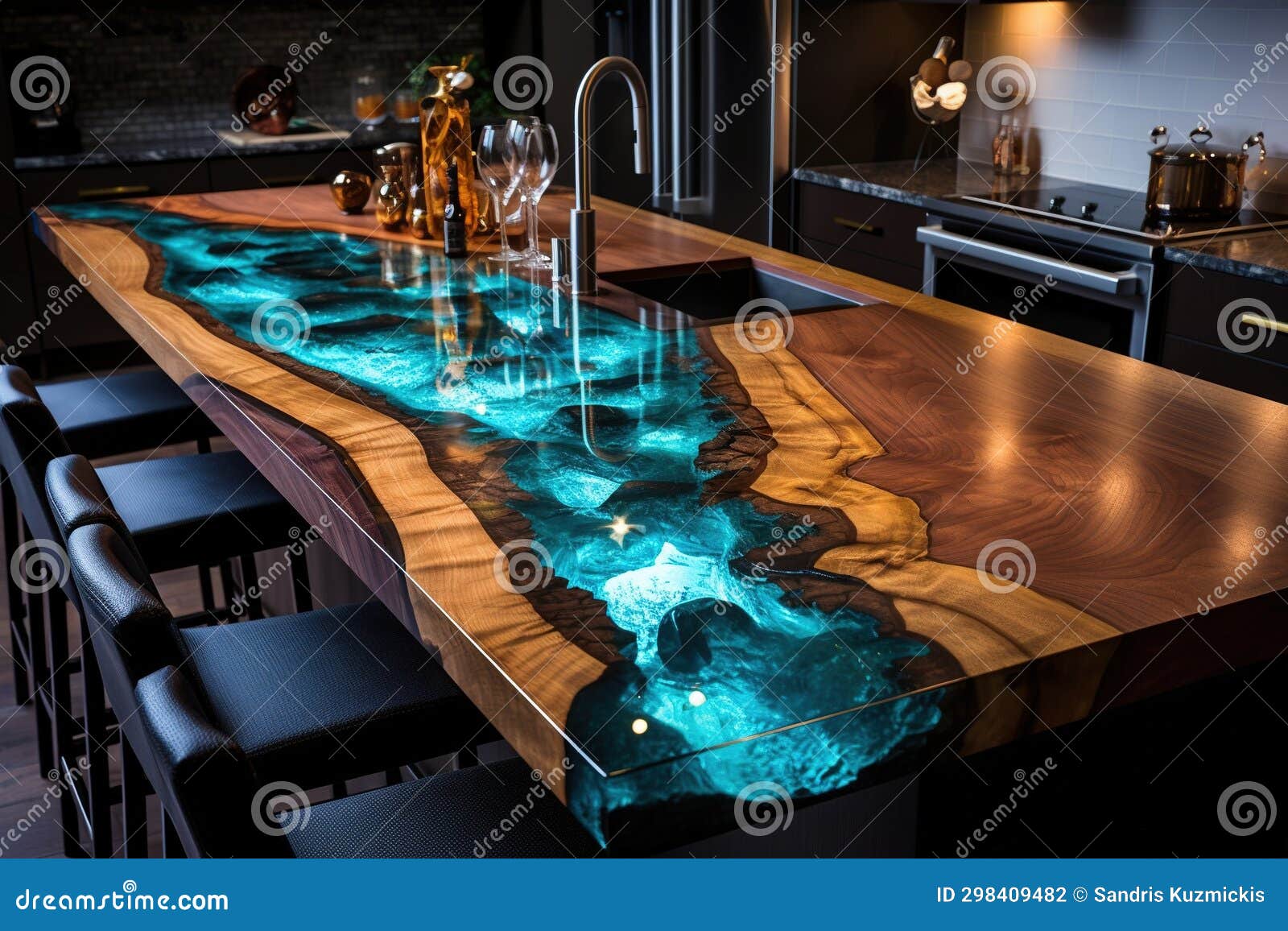 Geode and Epoxy Resin Kitchen Countertops. Generative AI Stock ...