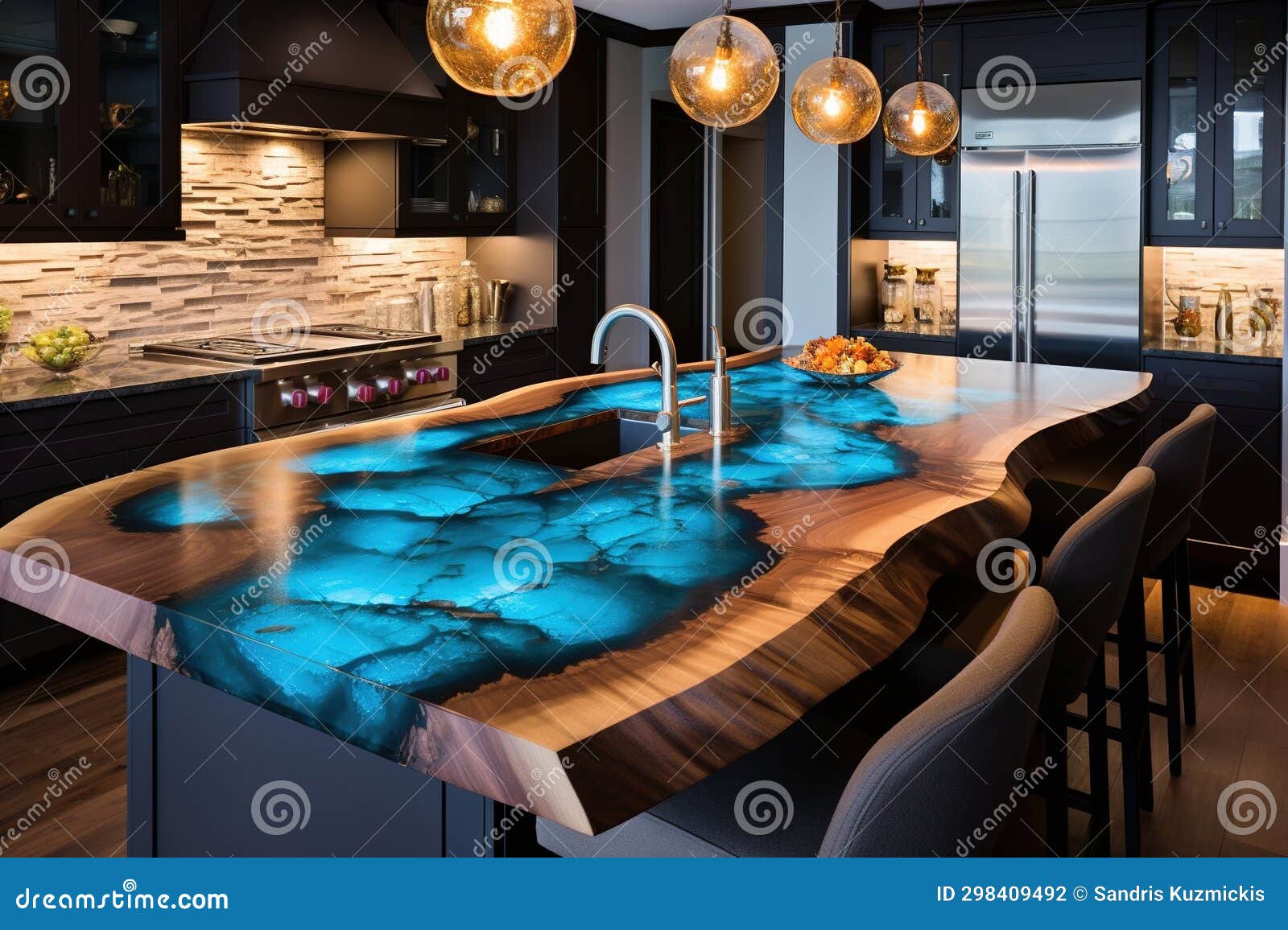 Geode and Epoxy Resin Kitchen Countertops. Generative AI Stock ...