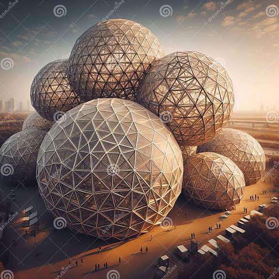 Geodesic Domes Interlocking Geodesic Domes that Create a Complex Stock ...