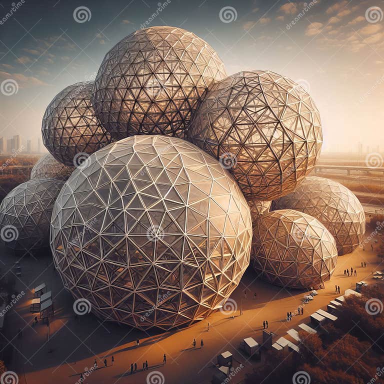 Geodesic Domes Interlocking Geodesic Domes that Create a Complex Stock ...