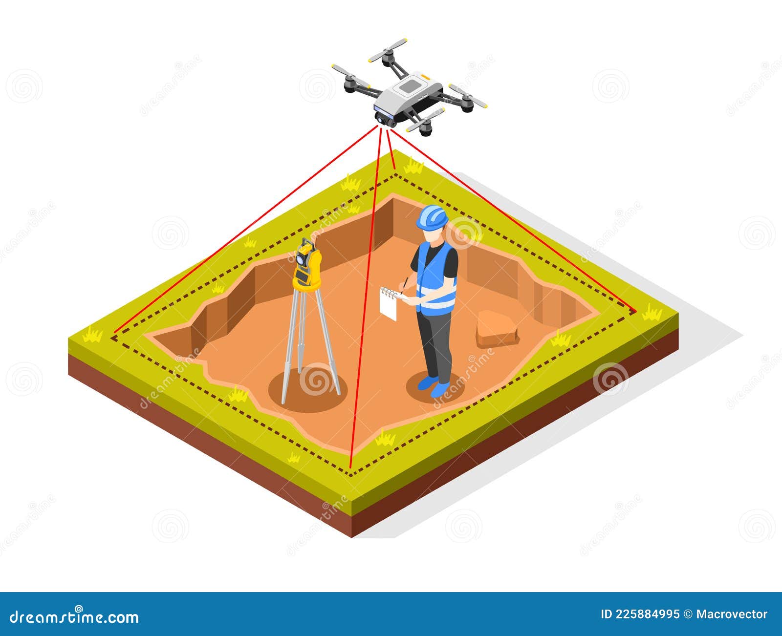 Geodesy Isometric Icons Collection Cartoon Vector | CartoonDealer.com ...