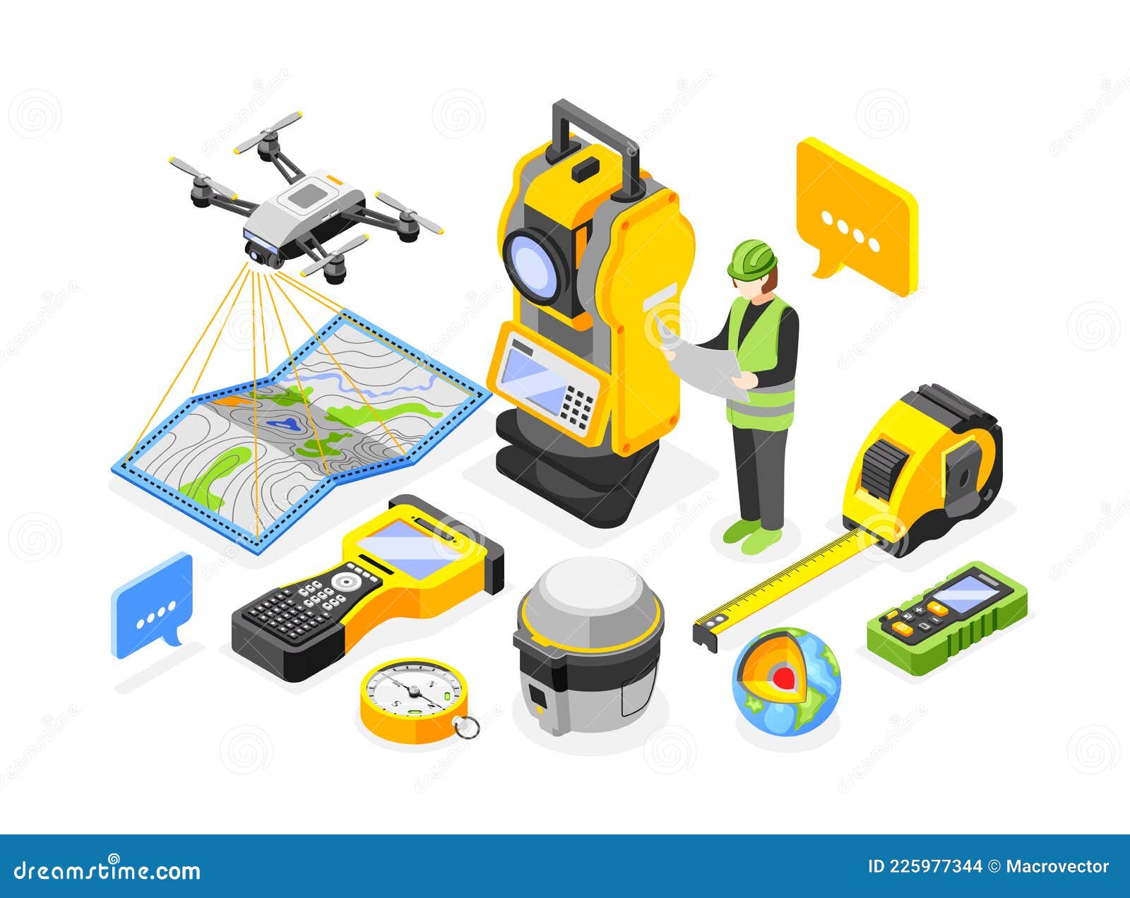 Geodesic Tools Isometric Composition Stock Vector - Illustration of ...