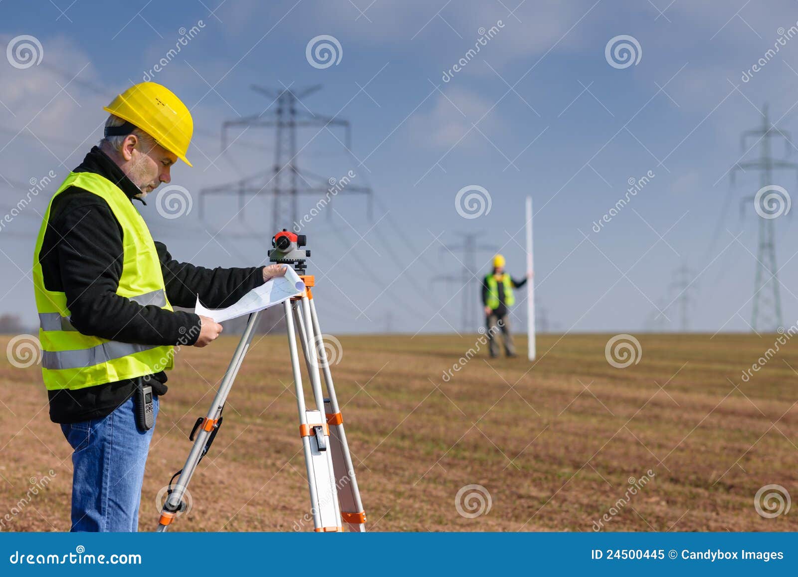 Geodesist Measure Land on Construction Site Stock Image - Image of ...