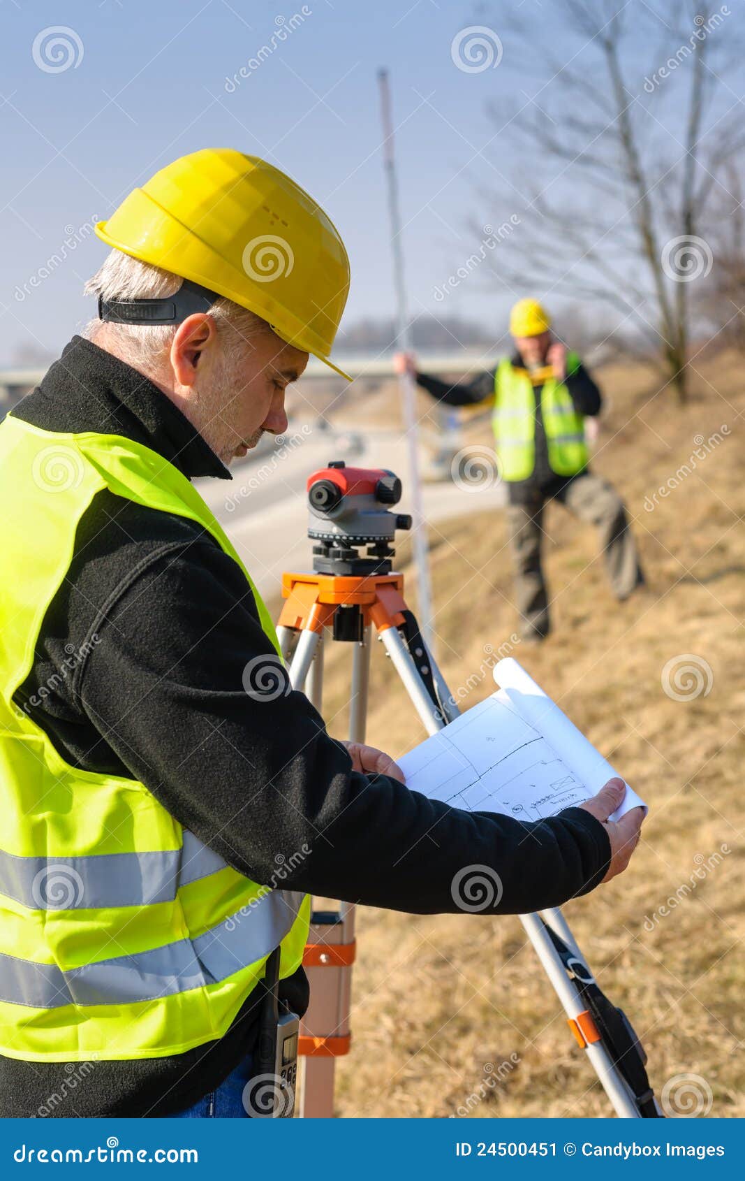 Geodesist Male Look Land Plans Measure Theodolite Royalty-Free Stock ...