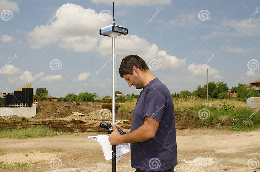Geodesist Working on a Terrain Editorial Stock Photo - Image of windows ...