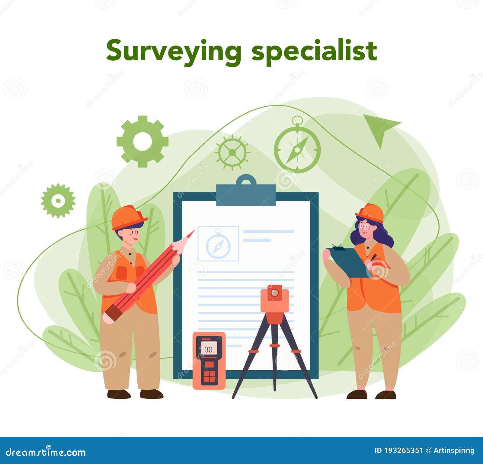 Geodesy Science Concept. Land Surveying Technology Stock Vector ...