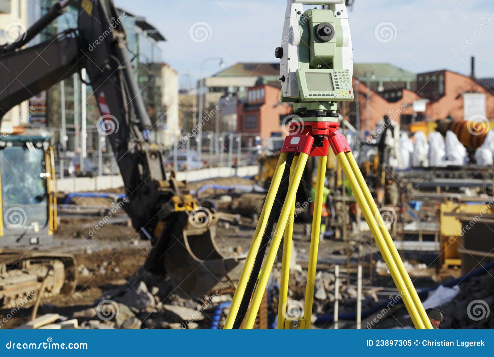 Geodesy Total Station and Construction Stock Image - Image of hardhat ...
