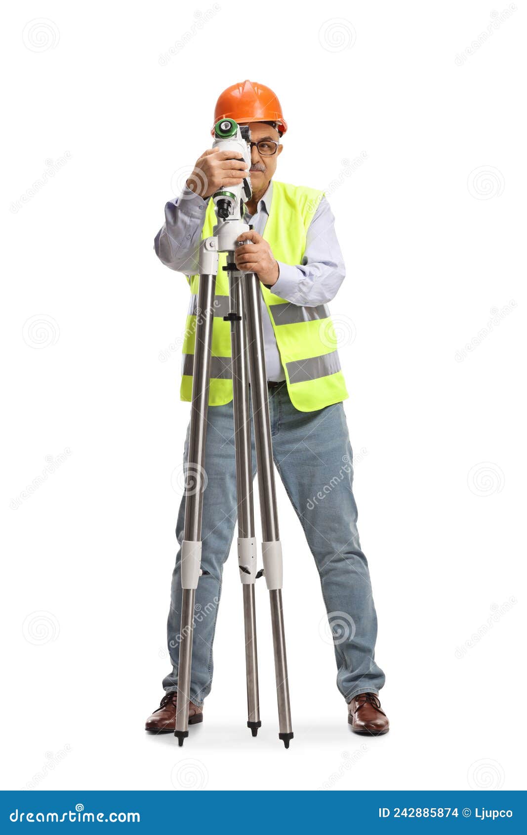 Geodetic Surveyor Using a Measuring Equipment Stock Photo - Image of ...