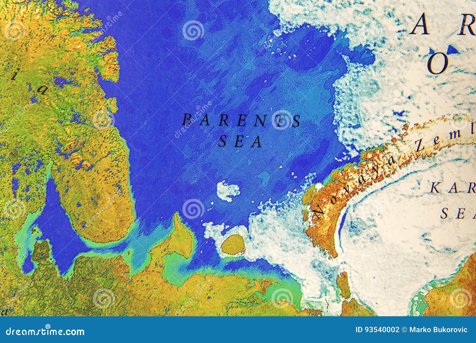 Geograficzna Mapa Barent Morze Zdjęcie Stock - Obraz złożonej z ...