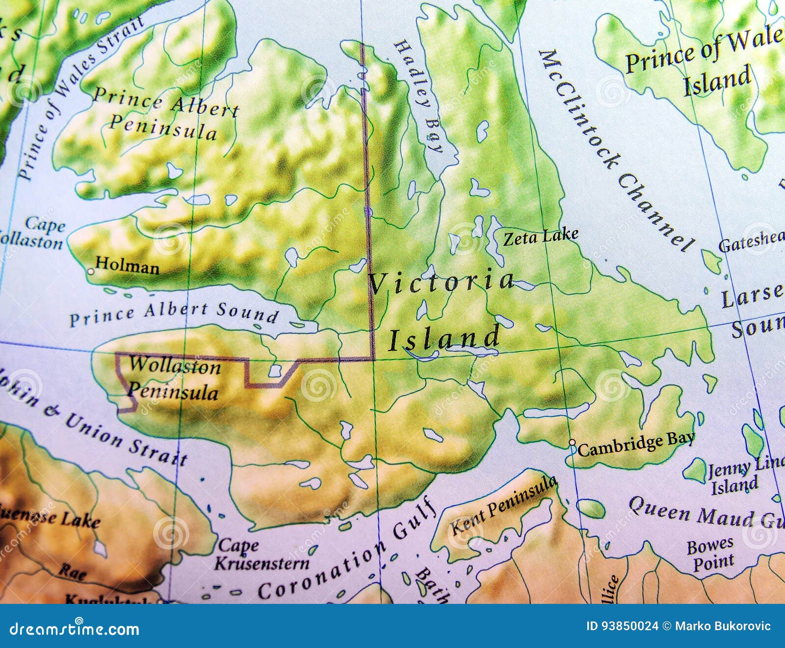 Geograficzna Mapa Kanada Wyspy Wiktoria Wyspa Zdjęcie Stock - Obraz ...