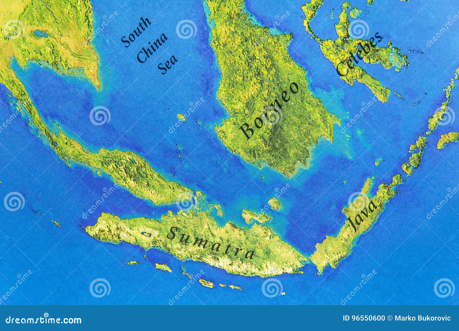 Geografische Kaart Van Java, Sumatra, Celebes En De Eilanden Van Borneo ...