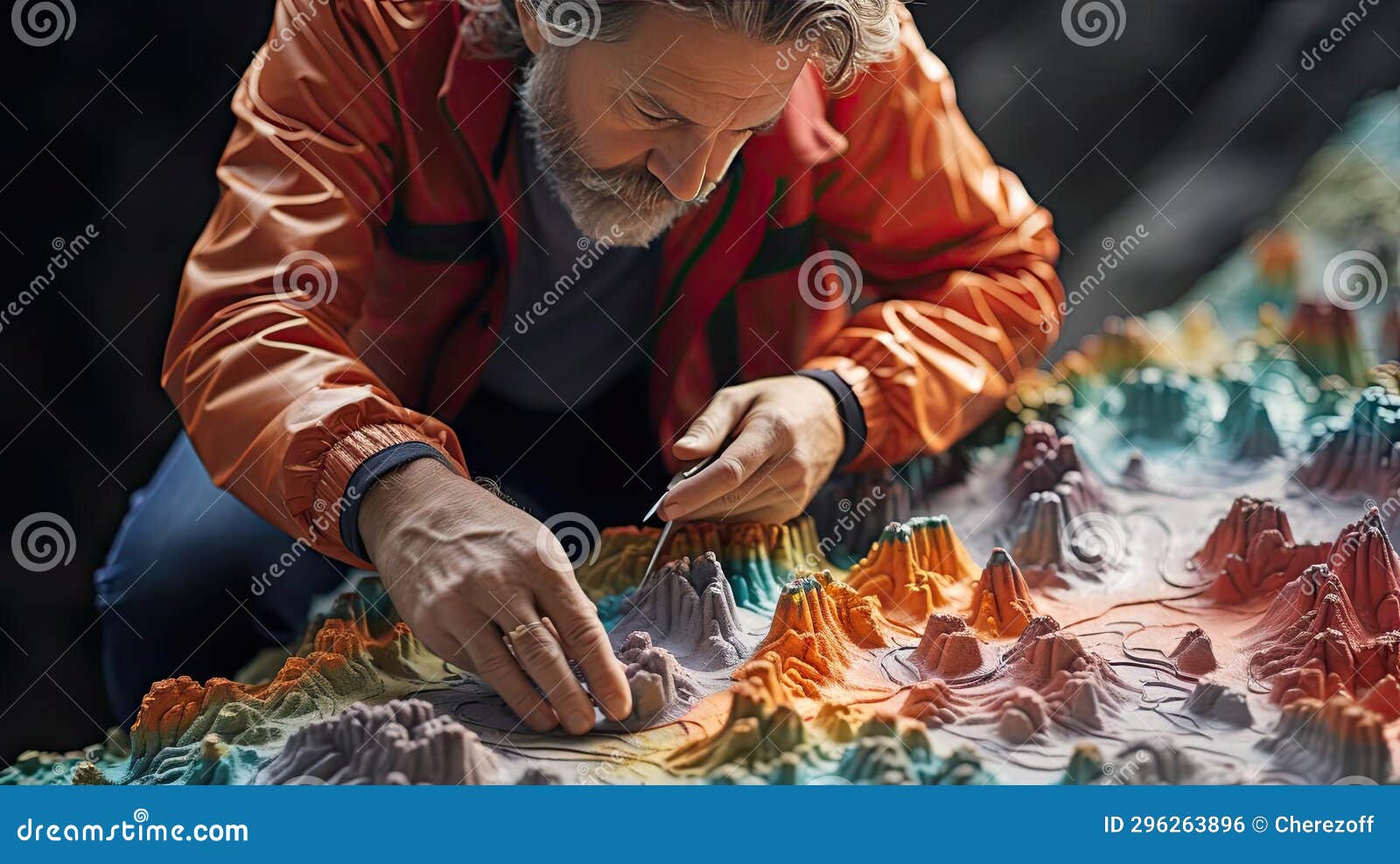 Geographer Exploring the Terrain on the Model Stock Illustration ...
