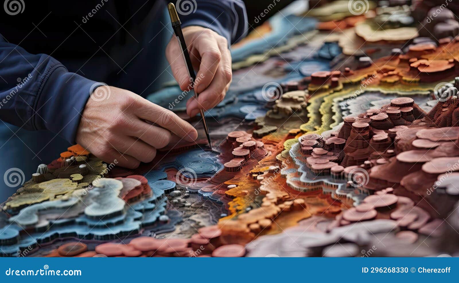 Geographer Exploring the Terrain on the Model Stock Illustration ...