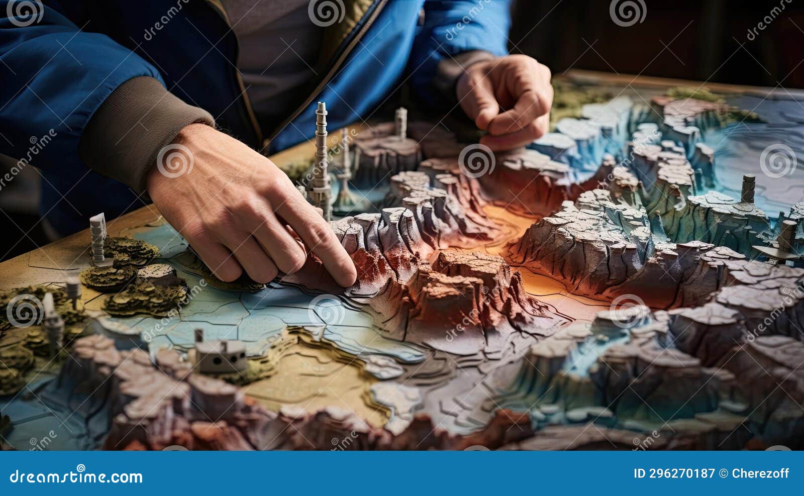Geographer Exploring the Terrain on the Model Stock Illustration ...