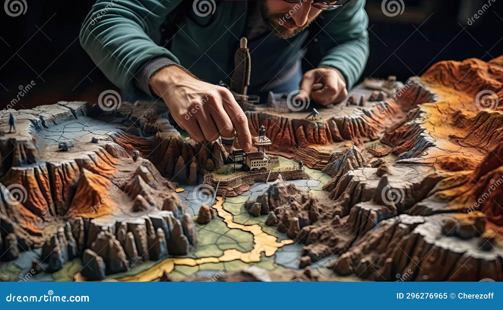 Geographer Exploring the Terrain on the Model Stock Illustration ...