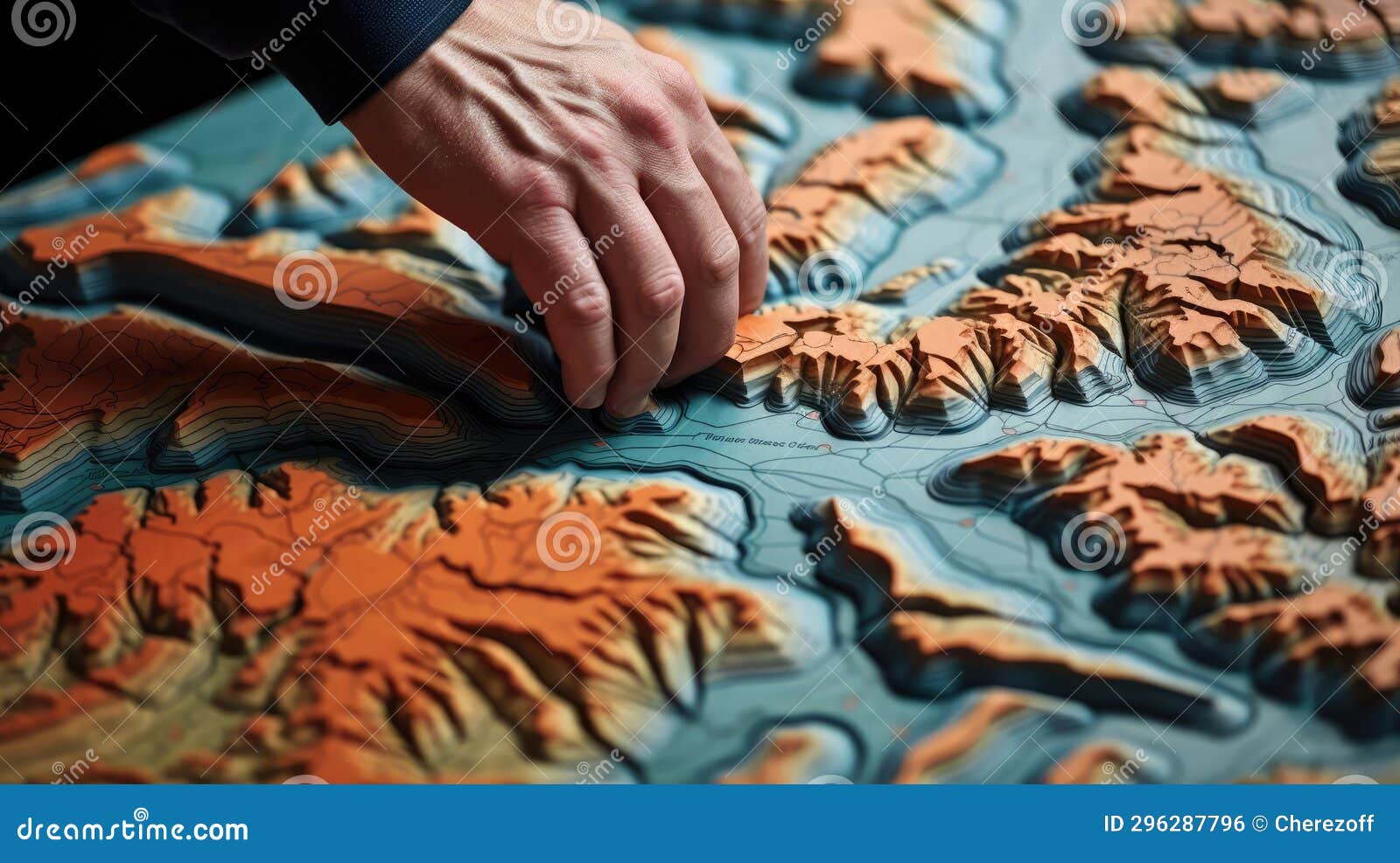 Geographer Exploring the Terrain on the Model Stock Illustration ...