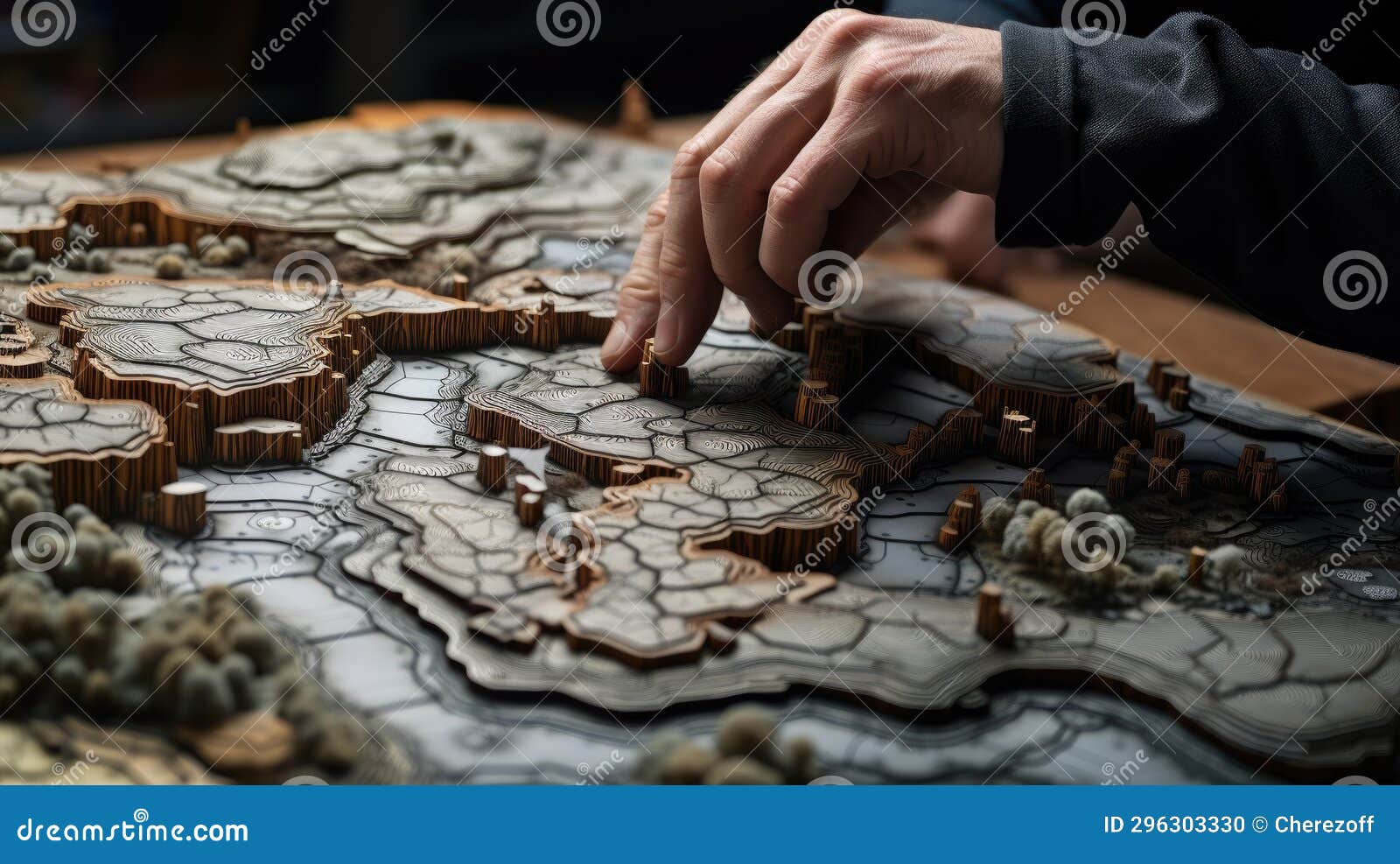 Geographer Exploring the Terrain on the Model Stock Illustration ...