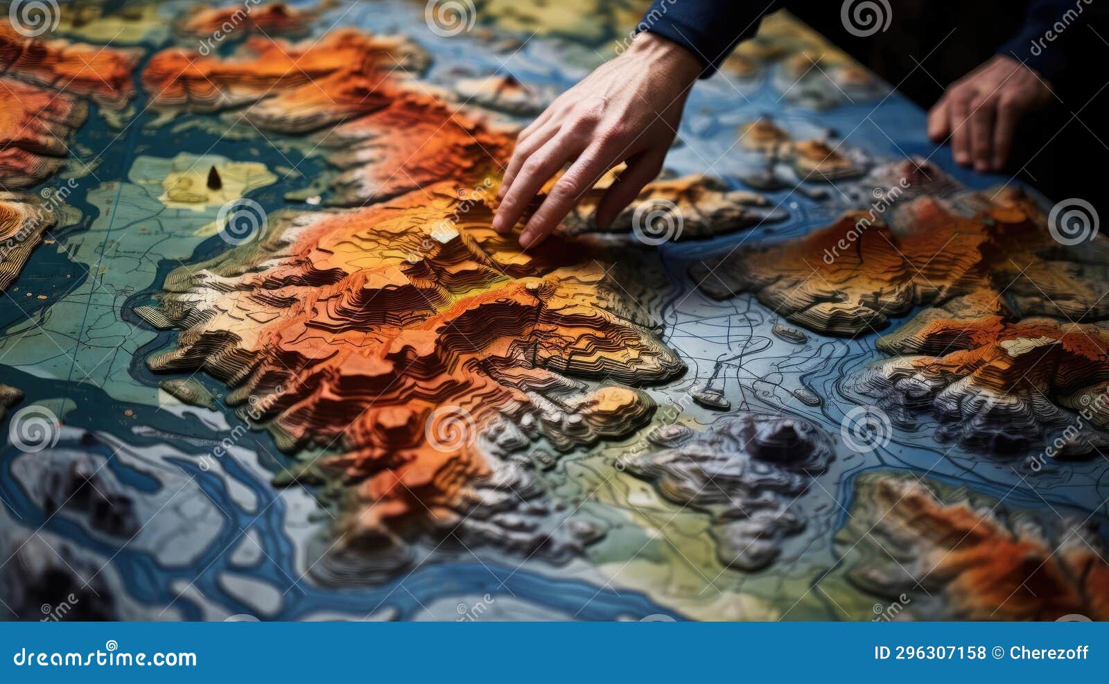 Geographer Exploring the Terrain on the Model Stock Illustration ...